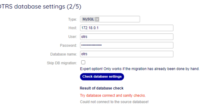 Could Not Connect To The Source Database Mariadb Mysql Otobo